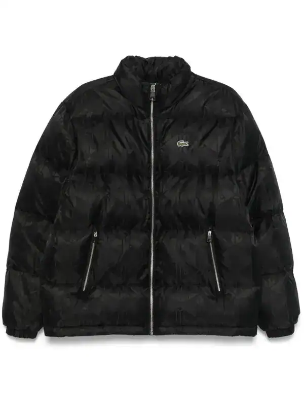 Lacoste Monogram-Jacquard Waterproof Jacket - Black | Editorialist