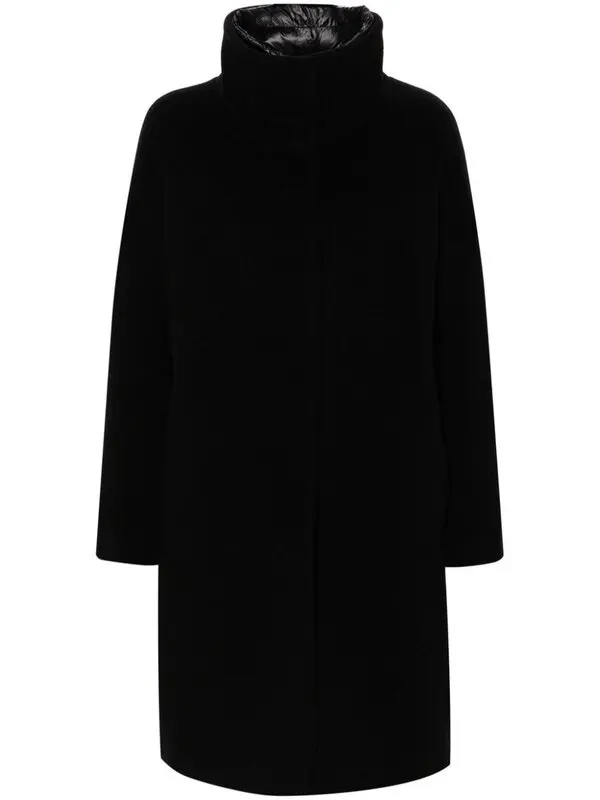 Herno Padded Single-breasted Coat In Mixed Tech Materials