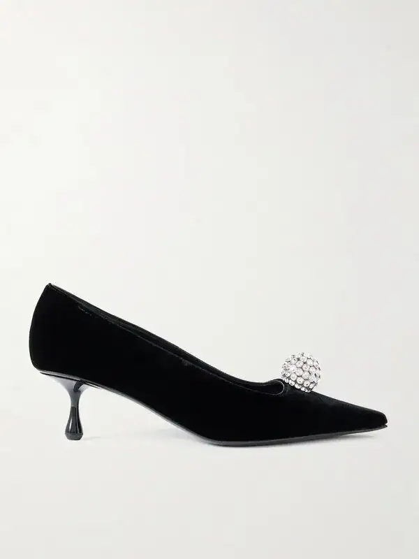 Buy JIMMY CHOO Orb 50 Crystal-embellished Velvet Pumps - Black At