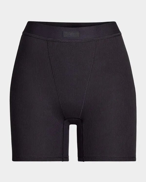 SKIMS Cotton Rib Logo Boxers - Soot