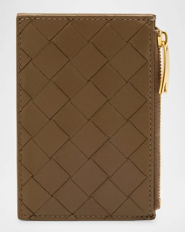 Bottega Veneta Zip Leather Card Case - Pinecone