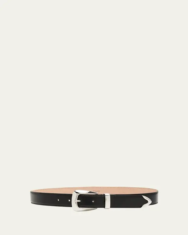 Khaite Benny Leather Belt With Silvertone Buckle - Black