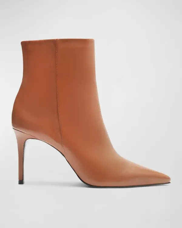 Schutz Mikki Leather Stiletto Booties - Brown