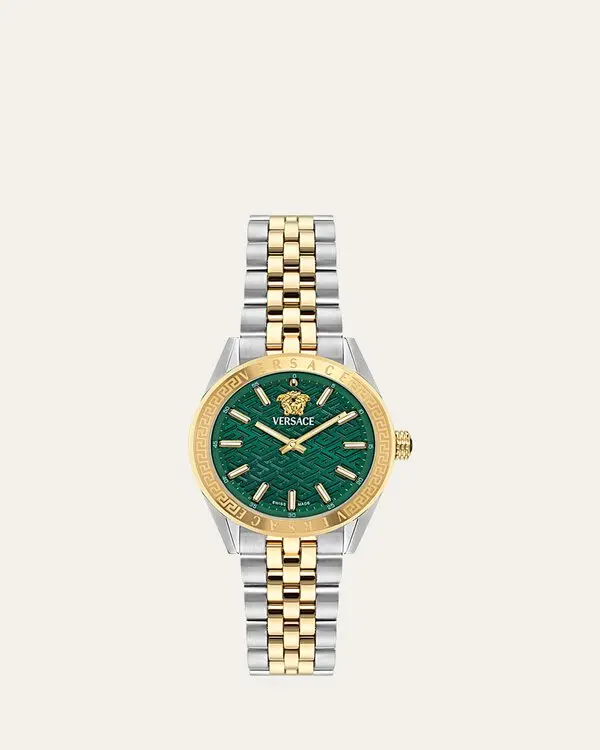Versace V-code Greca Two-tone Bracelet Watch, 36mm