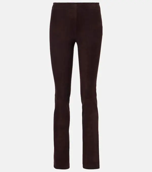 Stouls Jp Long Flared Suede Pants - Brown