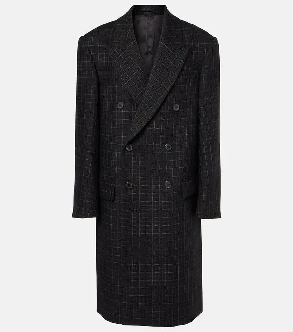 Wardrobe.NYC Oversized Checked Virgin Wool Coat - Black