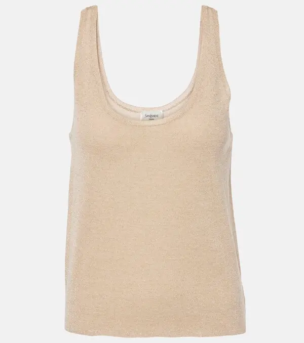 Saint Laurent Lamé Tank Top - Beige