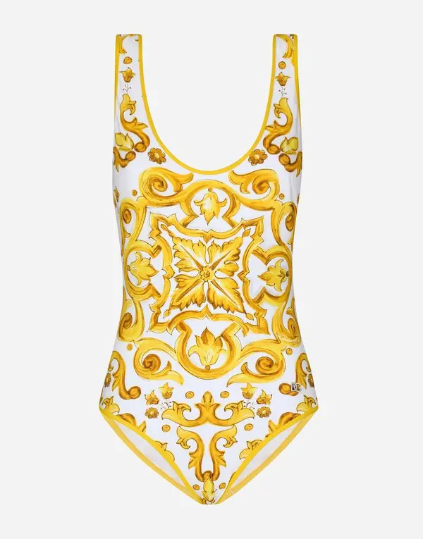 Dolce & Gabbana Majolica- Racing Swimsuit - Print | Editorialist