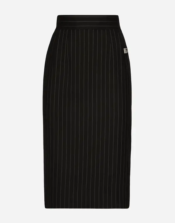 Dolce & Gabbana Pinstripe Stretch Wool Skirt - Multicolor
