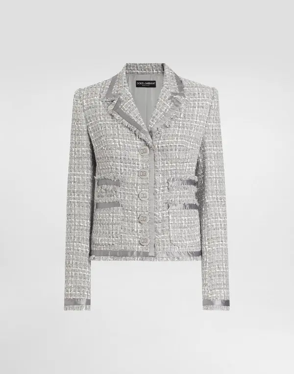 Dolce & Gabbana Short Single-breasted Lamé Bouclé Jacket
