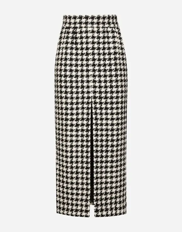 Dolce & Gabbana Macro Houndstooth Long Skirt - Multicolor