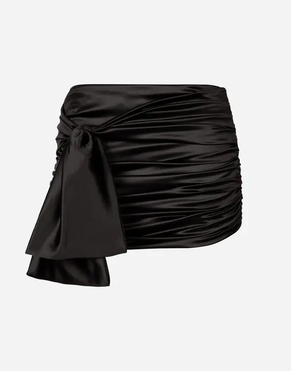 Dolce & Gabbana Draped Satin Mini Skirt With Bow