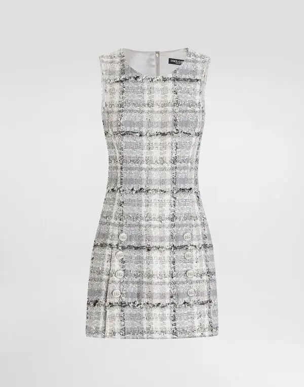 Dolce & Gabbana Lurex Raschel Tweed Minidress With Dg Buttons - Multicolor
