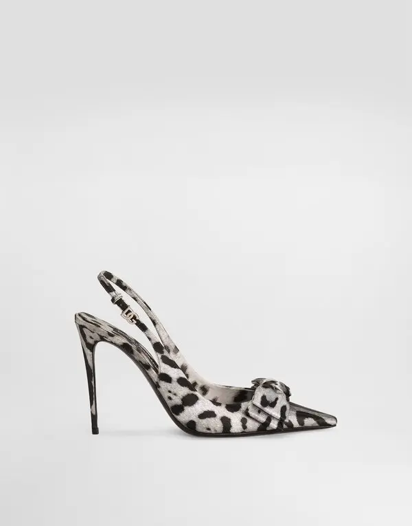 Dolce & Gabbana Leopard- Satin Slingbacks