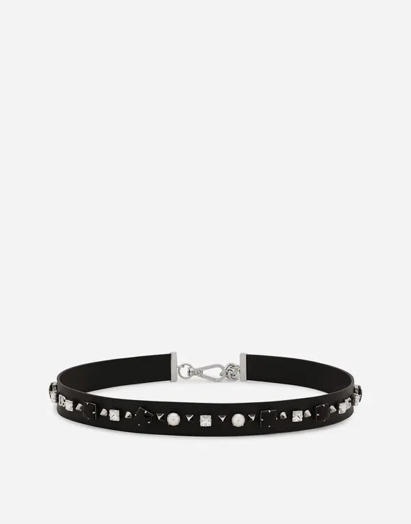 Dolce & Gabbana Leather And Brass Belt - Black