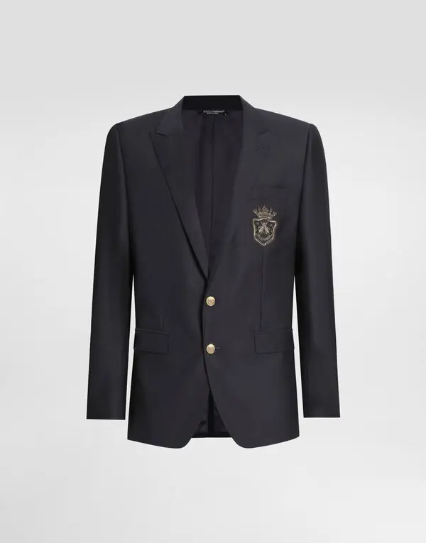 Dolce & Gabbana Single-breasted Jacket With Patch - Blue