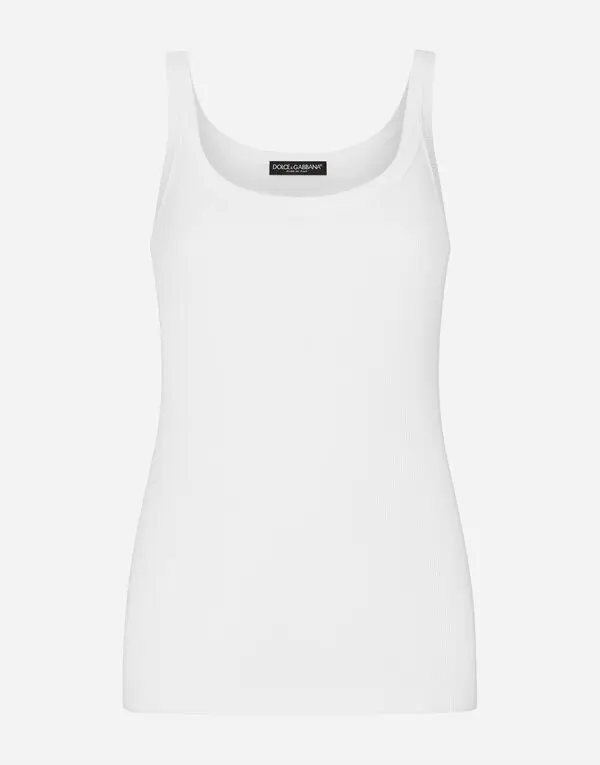 Dolce & Gabbana Fine-rib Cotton Tank Top - White
