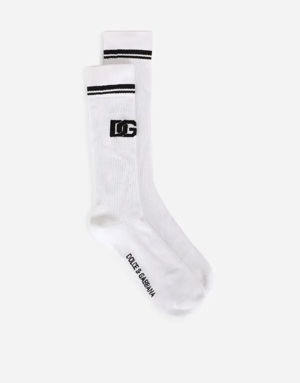Dolce & Gabbana Cotton Jacquard Socks With Dg Logo - Multicolor