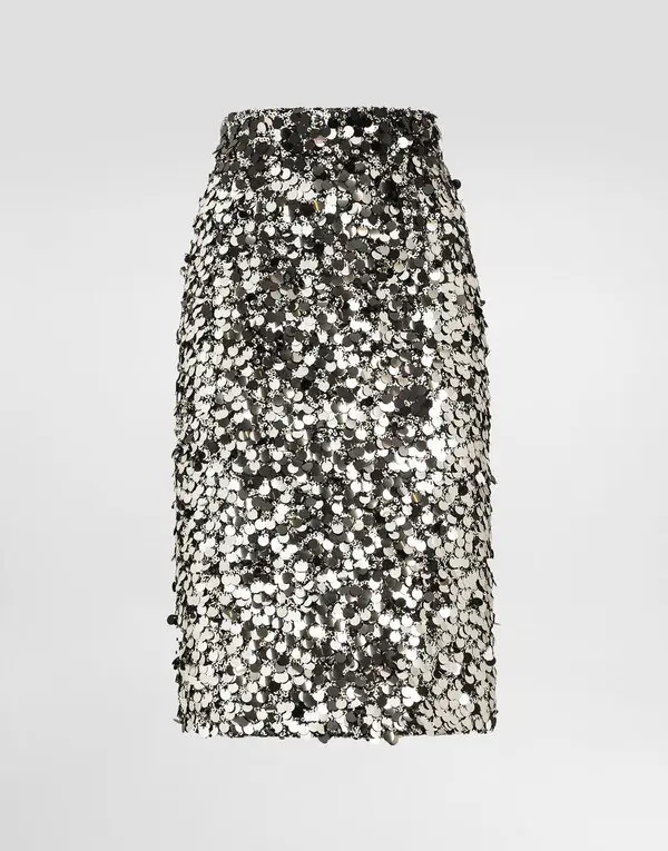 Dolce & Gabbana Sequined Midi Skirt - Silver