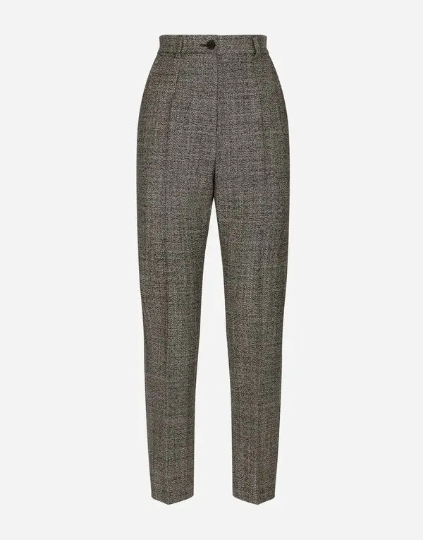 Dolce & Gabbana Tailored Wool Micro-tweed Pants - Multicolor