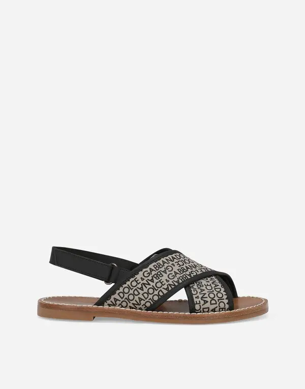 Dolce & Gabbana Logo Printed Canvas Sandals