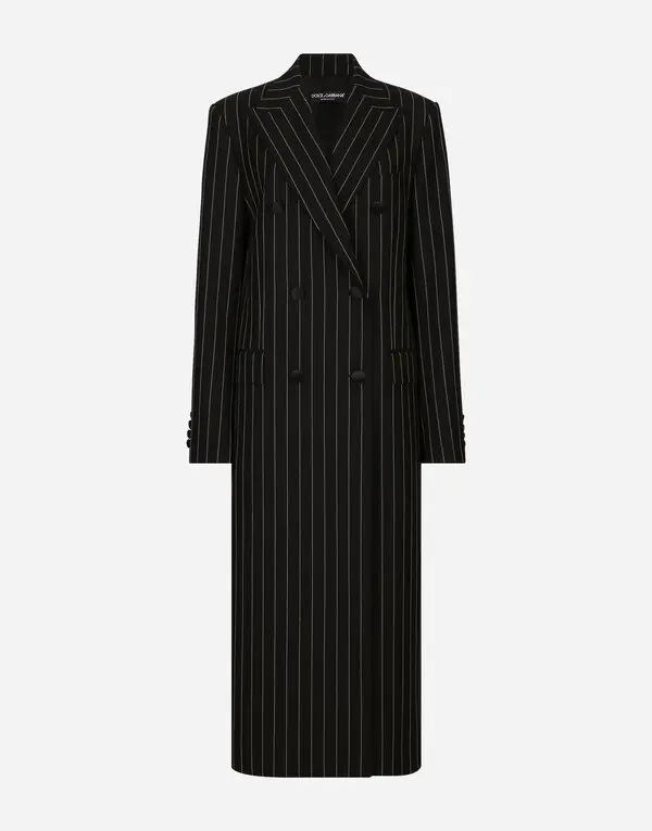 Dolce & Gabbana Pinstripe Woolen Coat - Multicolor