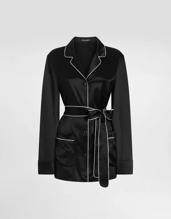 Dolce & Gabbana Silk Pajama Shirt With Contrasting Piping