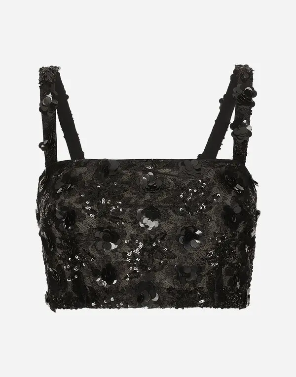 Dolce & Gabbana Bralette Top With Sequin Embroidery