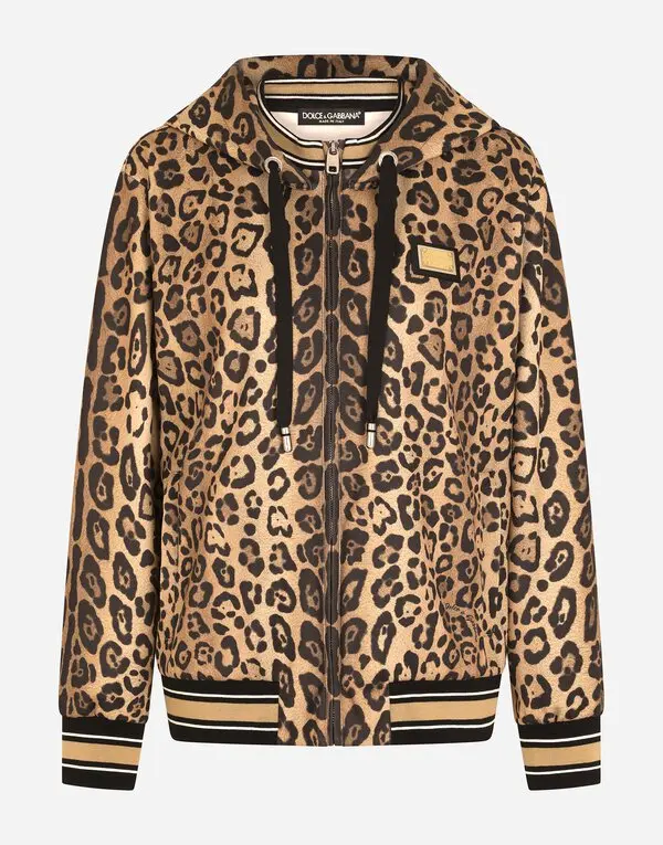 Dolce & Gabbana Leopard Print Zip-up Hoodie - Multicolor