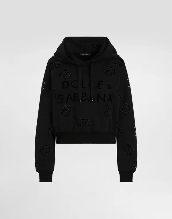Dolce & Gabbana Cotton Jersey Hoodie With Cut-out And Dg Logo