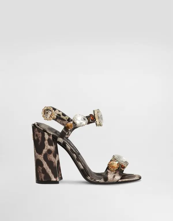 Dolce & Gabbana Keira Leopard- Satin Sandals - Print