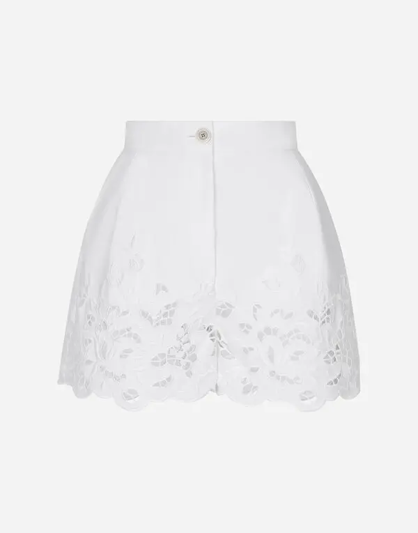 Dolce & Gabbana Cotton Poplin Shorts With Cut-out Detailing