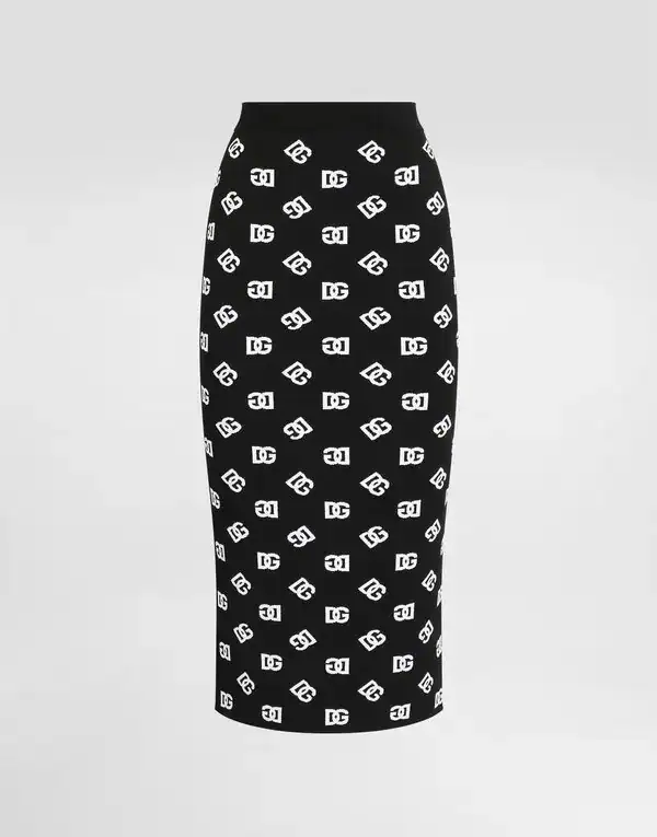 Dolce & Gabbana Viscose Pencil Skirt With Jacquard Logo