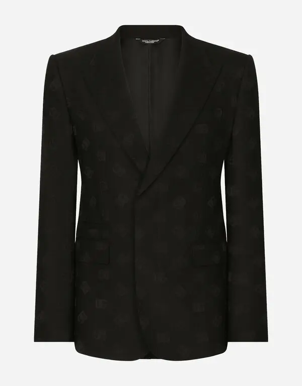 Dolce & Gabbana Single-breasted Wool Sicilia-fit Jacket With Jacquard Dg Detailing