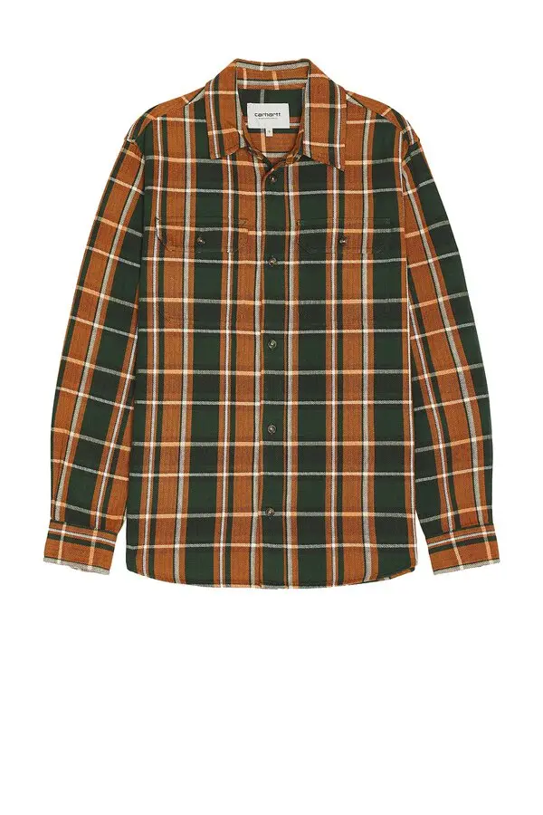 Carhartt Work In Progress Longsleeve Hobart Shirt In Orange