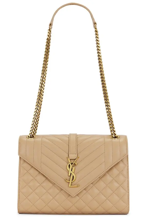 Saint Laurent Medium Envelope Chain Bag - Dark Toffee