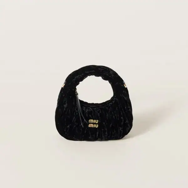 Miu Miu Wander Velvet Hobo Bag - Black | Editorialist