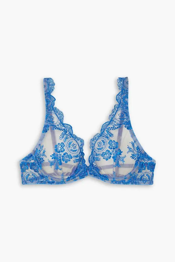 I.D. Sarrieri Pixie Dreams Scalloped Embroidered Tulle Underwired Triangle Bra