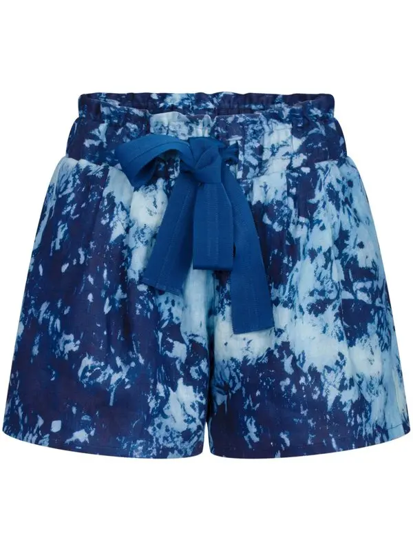 Silvia Tcherassi Giorgio Tie-dye Linen Shorts - Blue