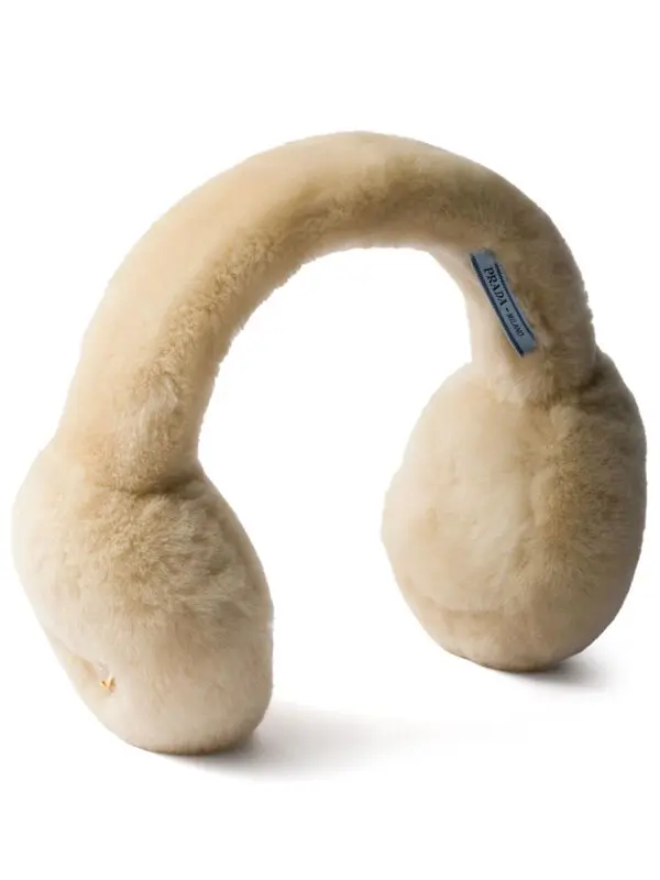Prada Shearling Earmuffs - Neutrals