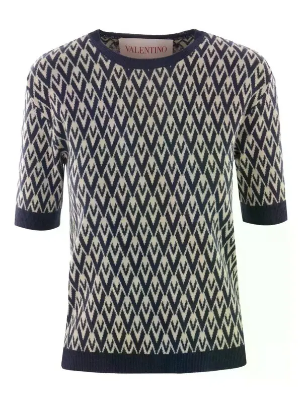 Valentino Garavani Toute La V Jacquard Sweater - Blue