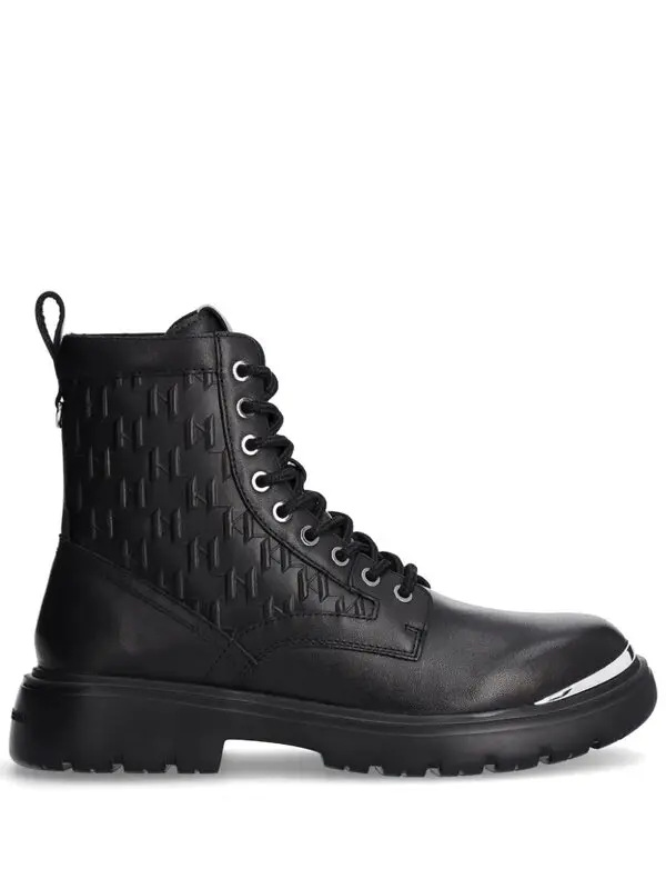 Karl Lagerfeld Monogram Leather Lace-up Boots