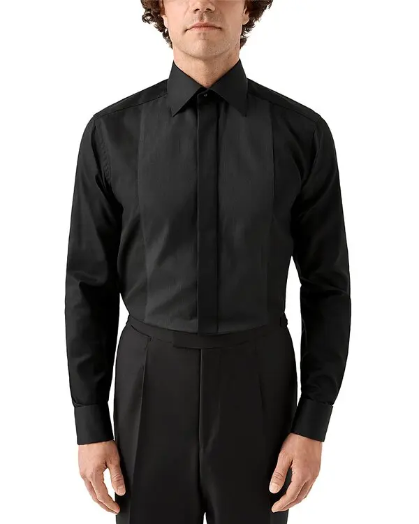 Eton Slim Fit Plisse Bib Tuxedo Shirt - Black