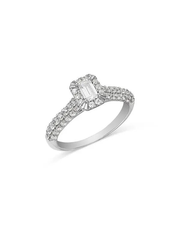 Bloomingdale'S Diamond And 14k Gold Emerald Cut Halo Ring