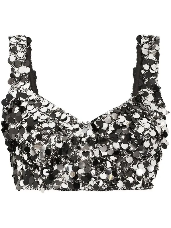 Dolce & Gabbana Sequin-embellished Cropped Top