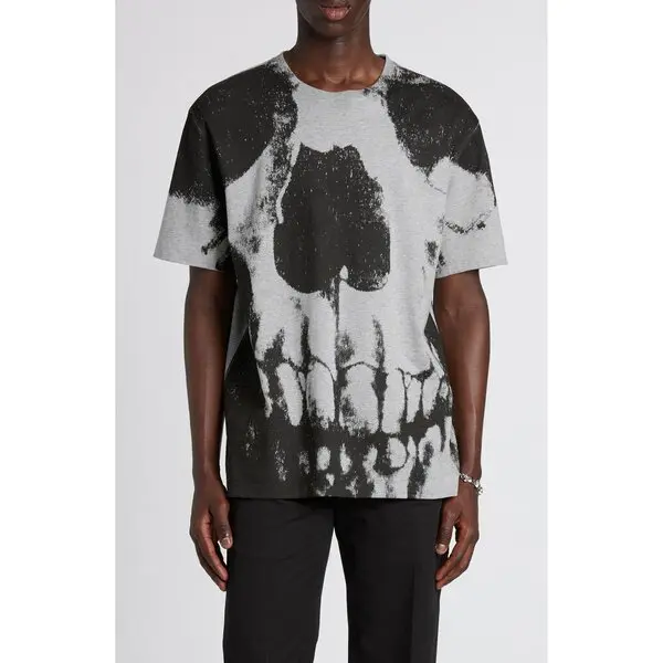 Alexander McQueen Skull Print Graphic T-shirt - Grey/ Grey