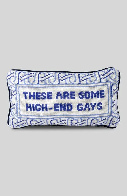 FURBISH High-end Gays Needlepoint Pillow - Blue/ White