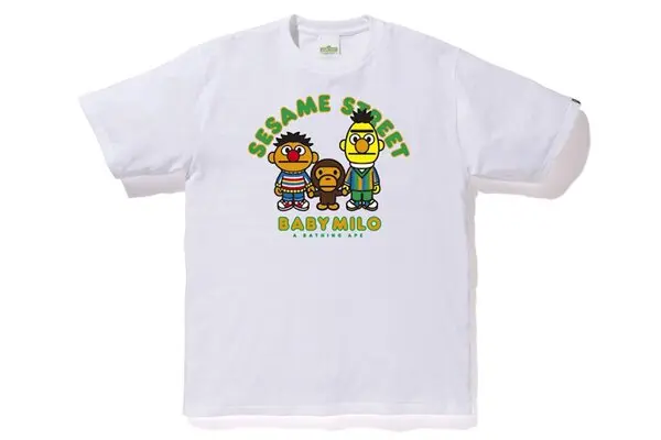 BAPE X Sesame Street Milo & Bert & Ernie Tee Shirt - White