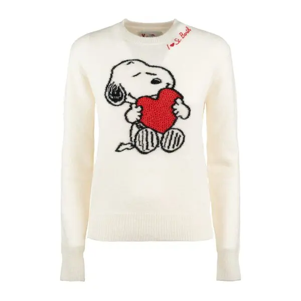 MC2 SAINT BARTH Crewneck Sweater With Snoopy Print - White