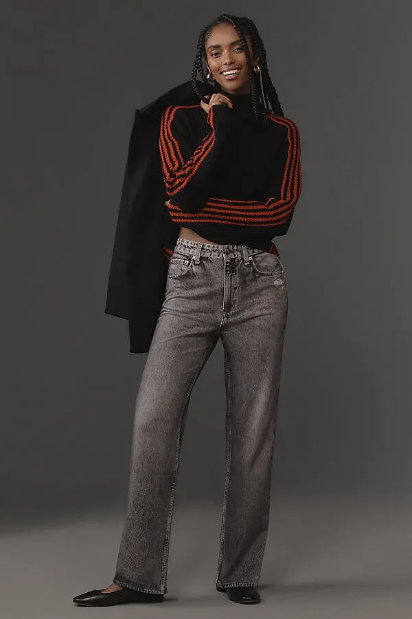 Rag & Bone Miramar Shea High-rise Relaxed Straight Denim-knit Jeans